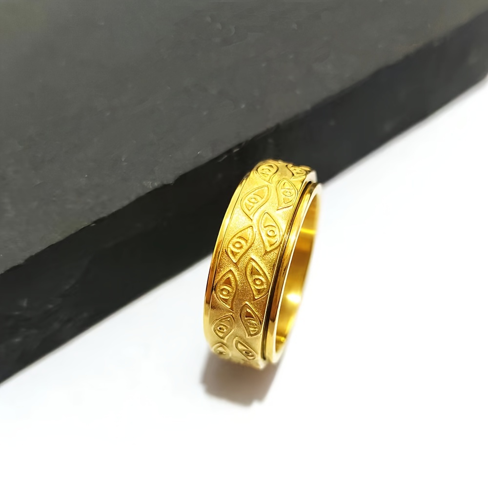 Men's Devil's Eyes Stainless Steel Ring Retro Rotatable Ring - Temu ...