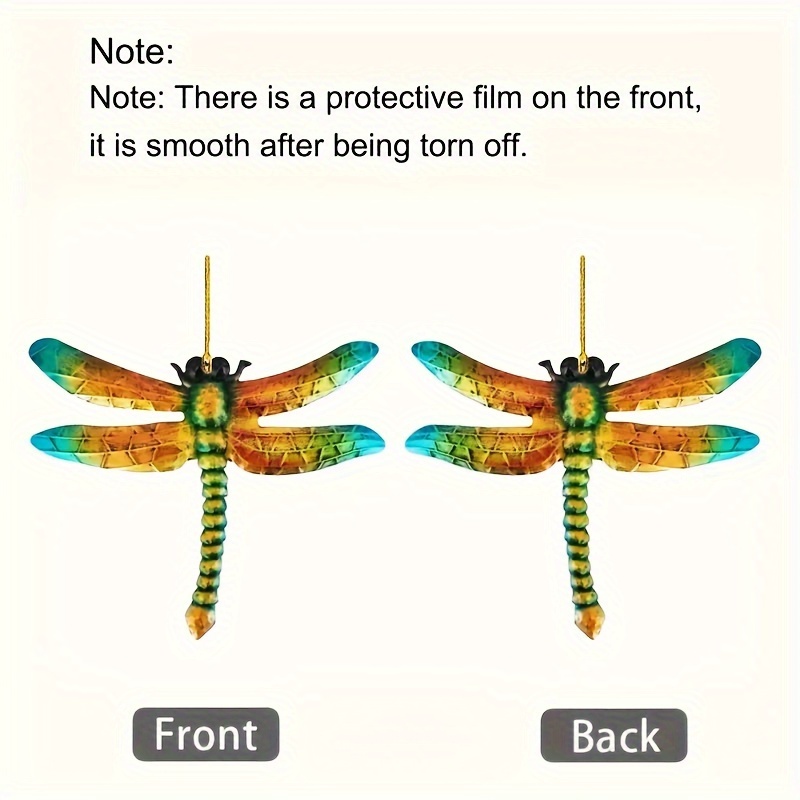 2d Acrylic Yellow Dragonfly Design Car Rearview Mirror - Temu Australia