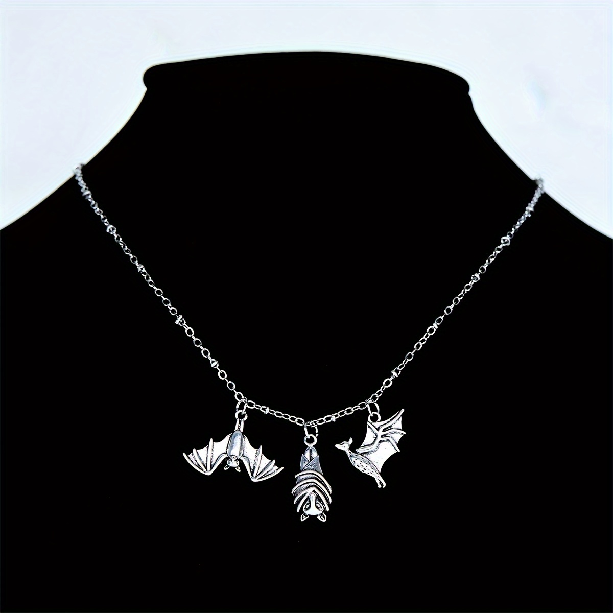 Silvery Vintage Bat Shape Pendant Necklace, Bohemian Simple Jewelry ...