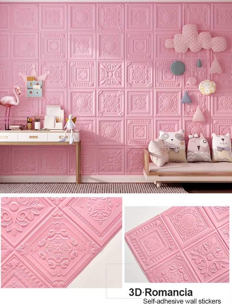 3d Wall Tile Sticker Roman Carving Style Foam Self - Temu Australia