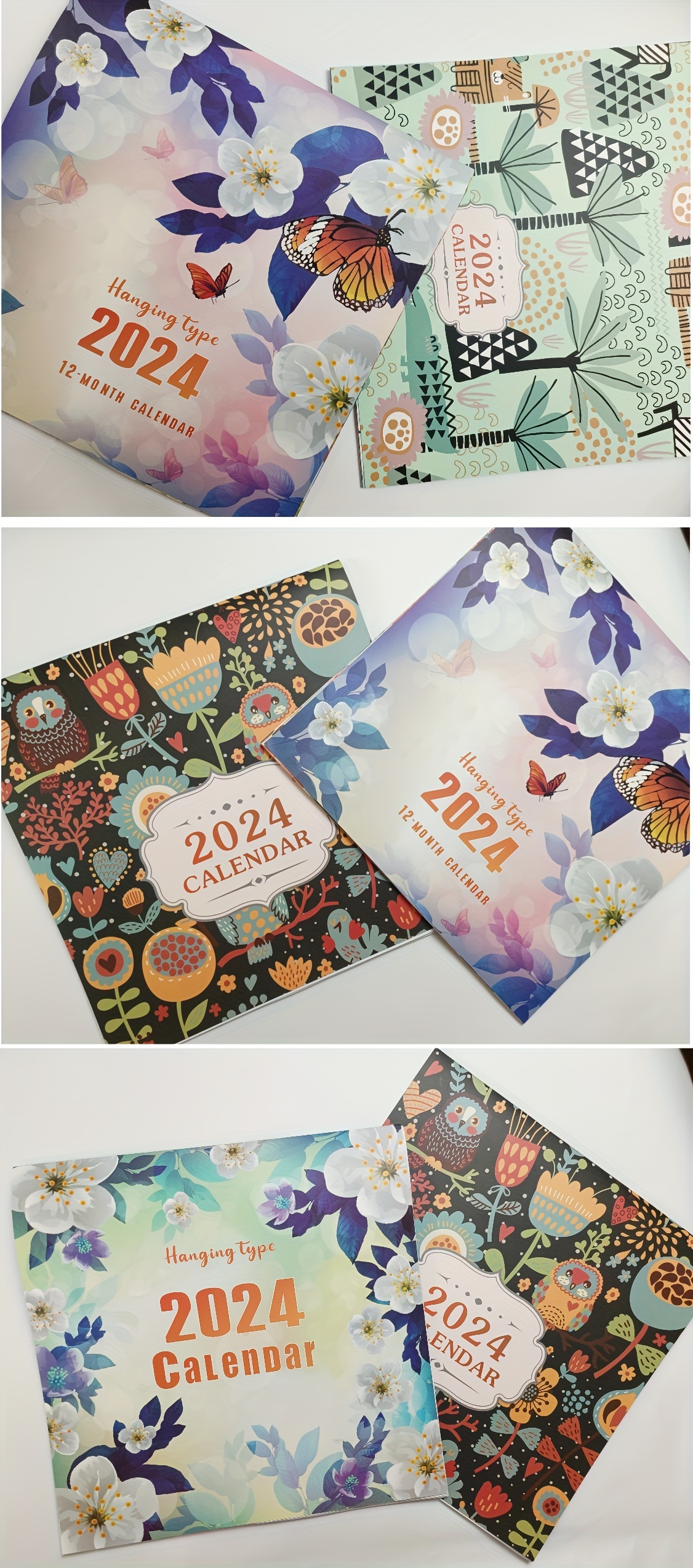 2024 연간 그림 벽걸이 대형 그리드 연대기 일정 계획 기념일 캘린더 더블 구리지 더블면 인쇄 어떤 글씨 Temu