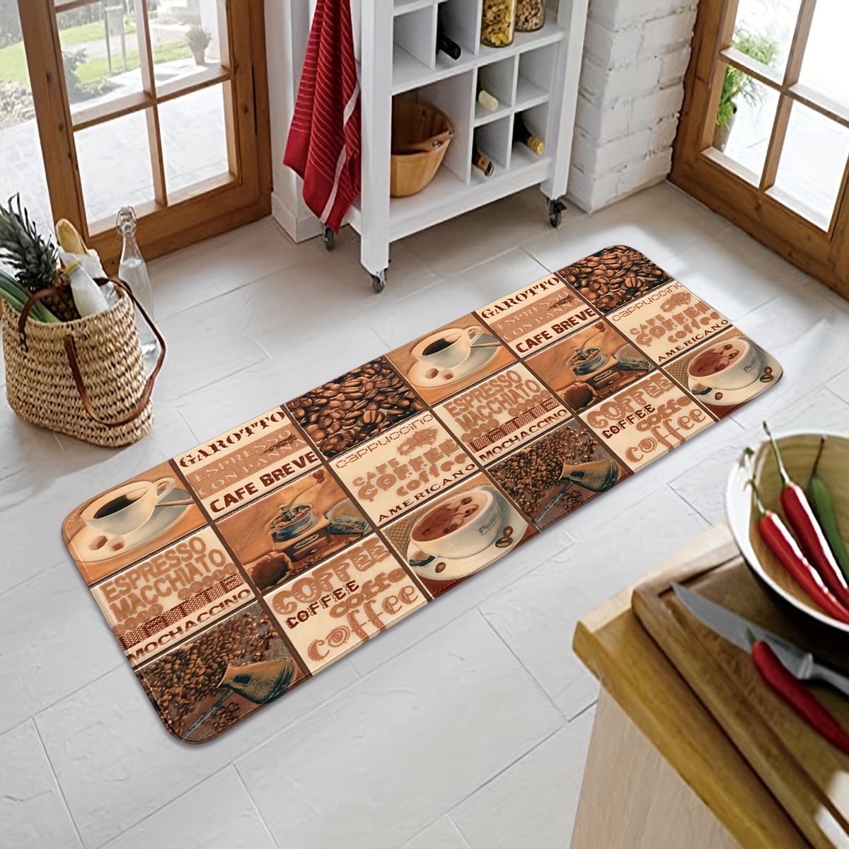 Coffee Print Kitchen Mat Absorbent Stain proof Carpet - Temu Canada