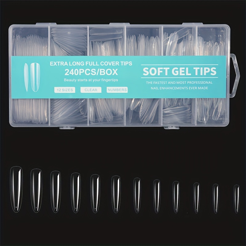 Soft Gel Nail Tips Clear Acrylic Nail Tips Pre shaped False - Temu ...