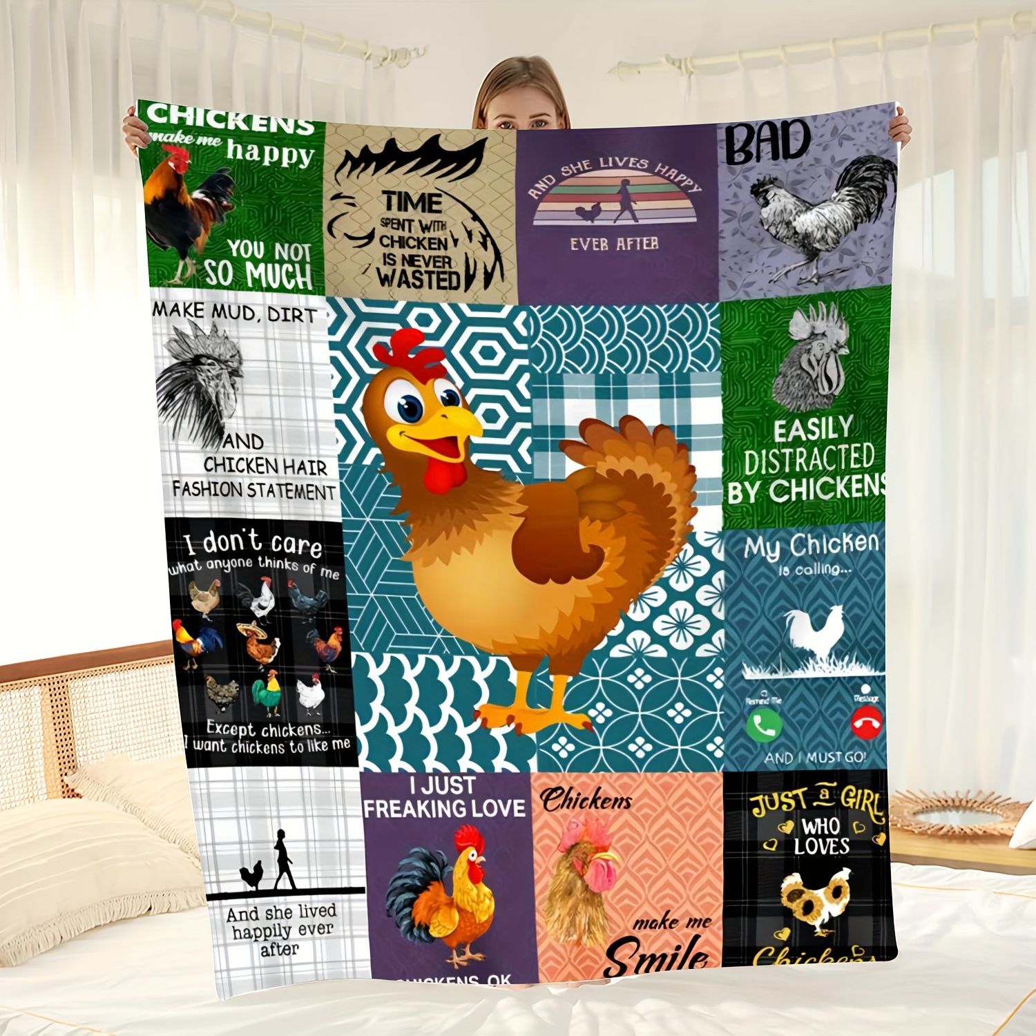 Cartoon Chicken Print Blanket Funny Flannel Blanket Soft - Temu Ireland