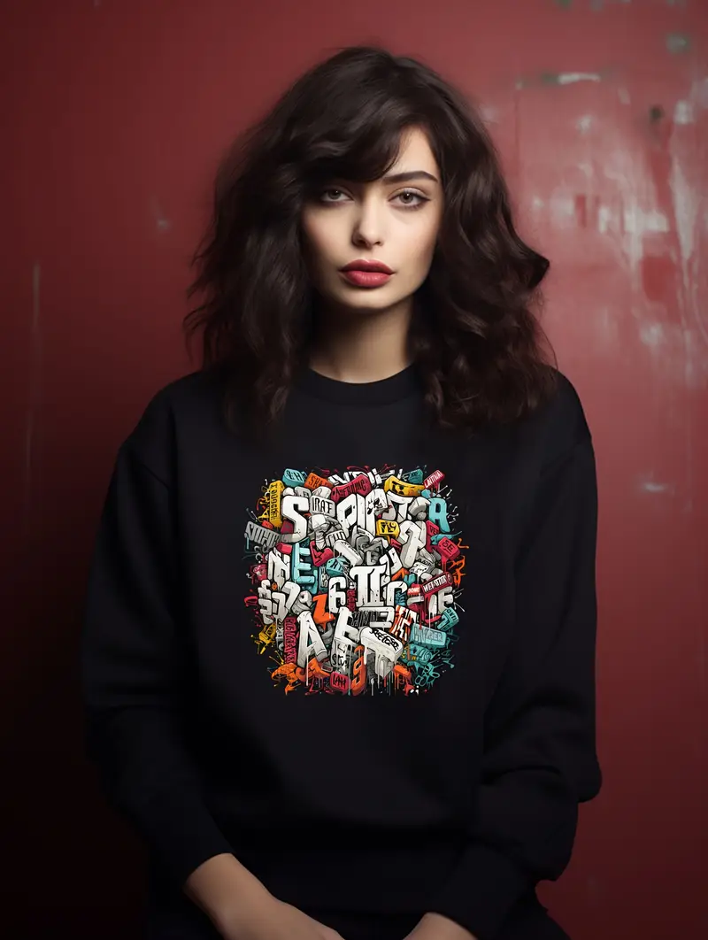 Letter Print Sweatshirt Casual Crew Neck Long Sleeve Temu Philippines