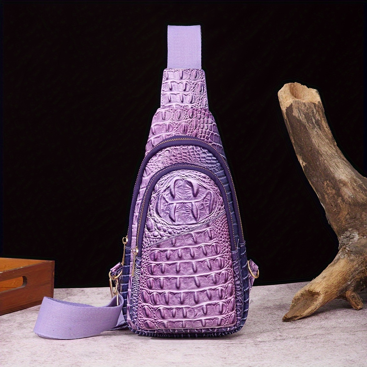 Retro Crocodile Pattern Sling Bag Gradient Color Crossbody - Temu Australia