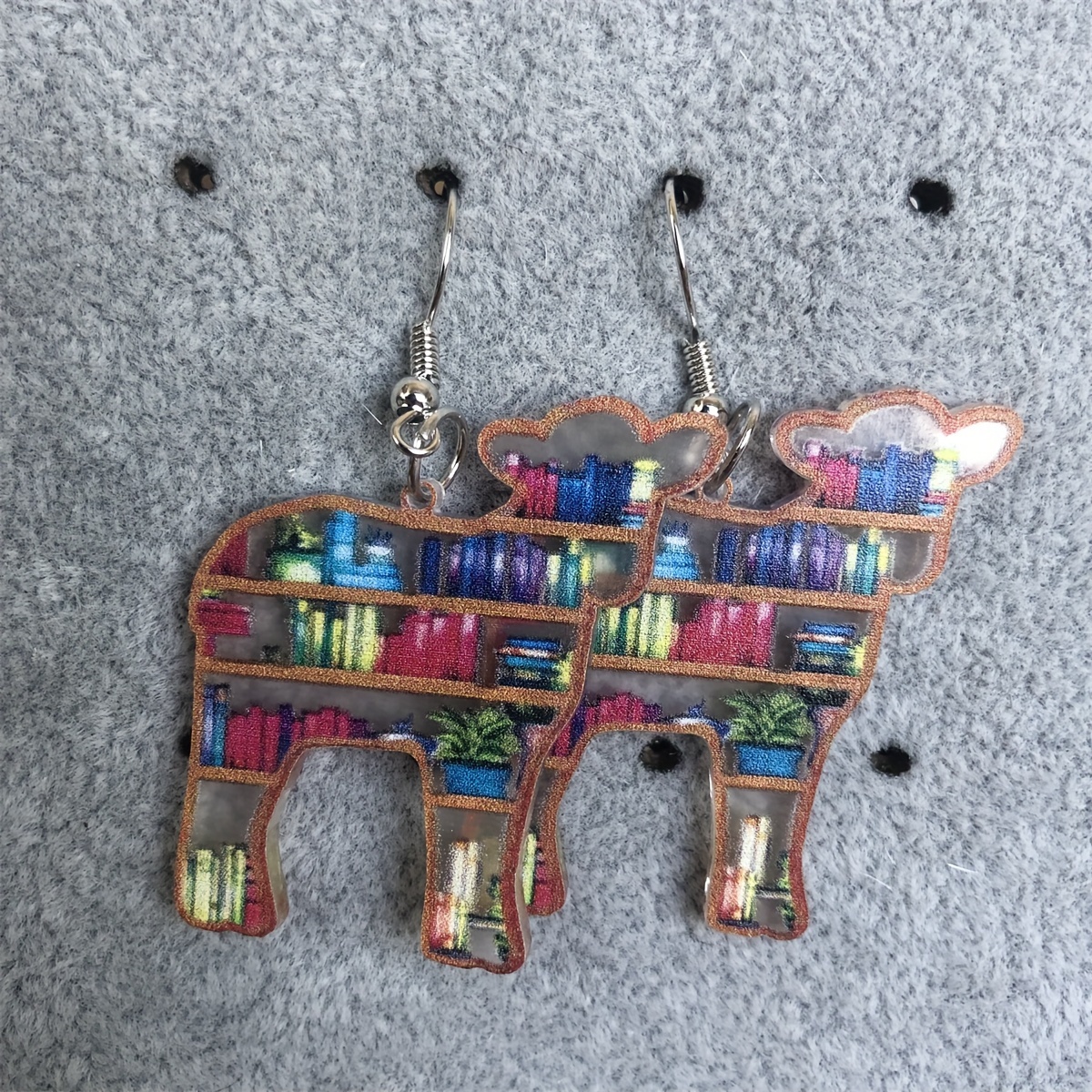 Cartoon Acrylic Earrings Cute Bunny Squirrel Love Bookshelf - Temu ...