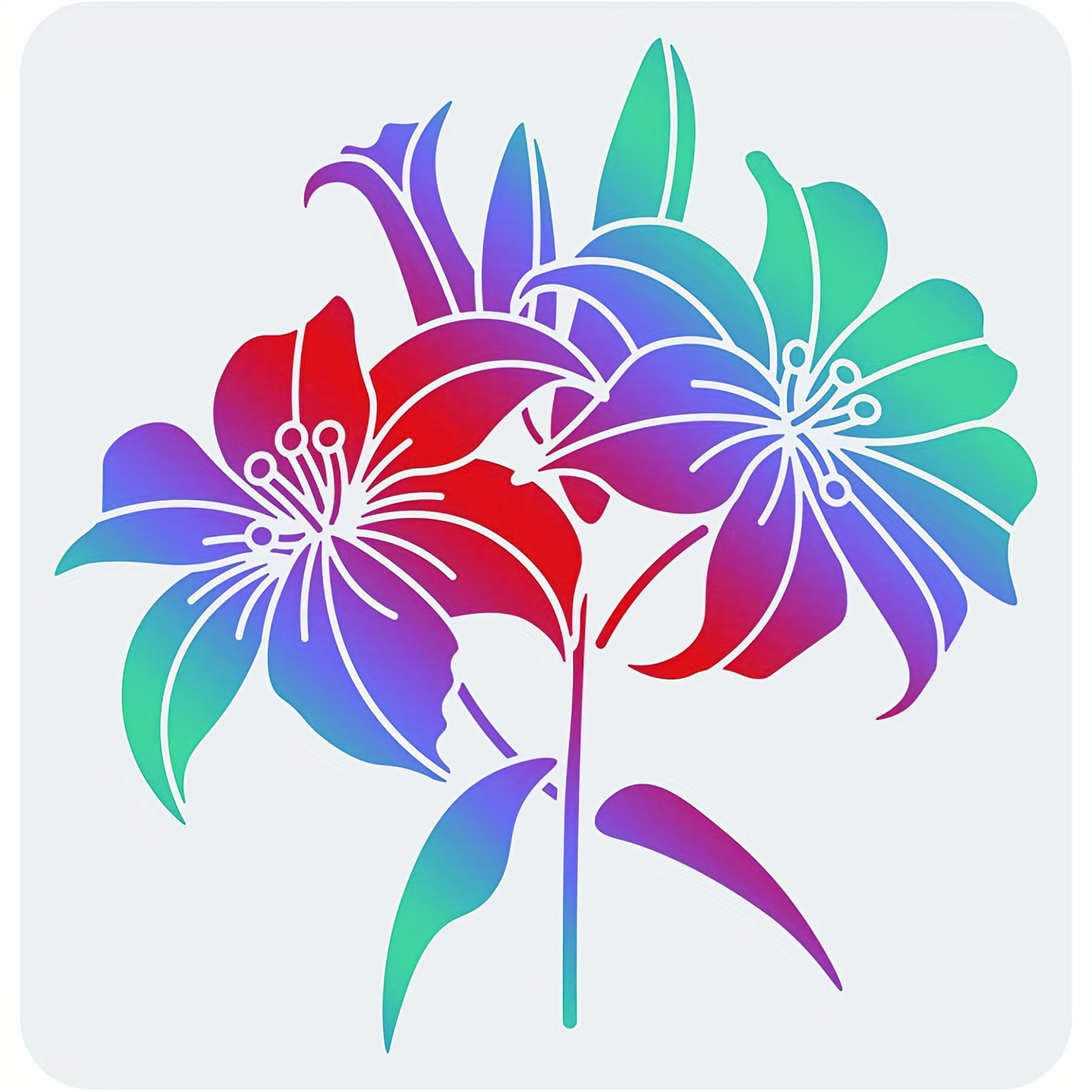 1pc Lily Stencils 11.8x11.8 Inch Easter Lilies Stencils Square Reusable ...