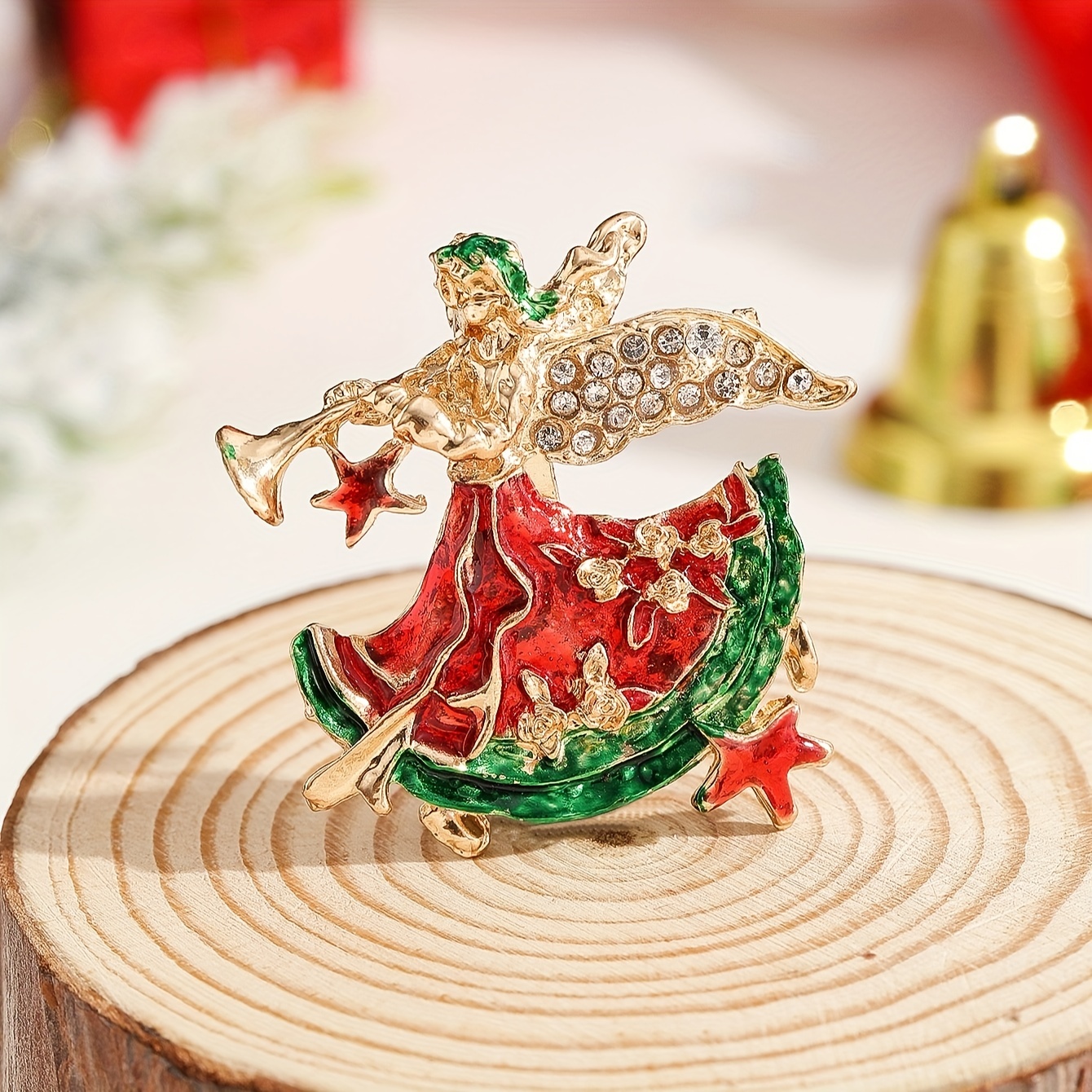 Dropping Oil Red Green Angel Girl Alloy Brooch Inlaid Shiny Rhinestone ...