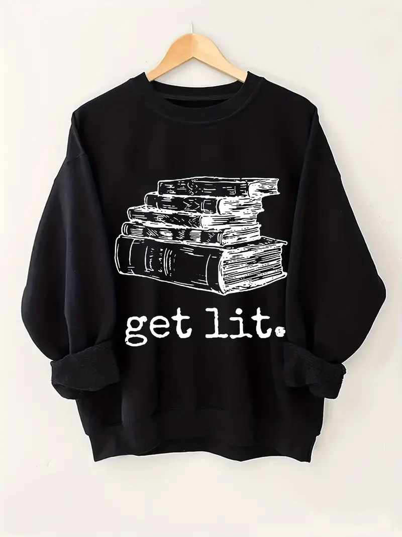 Plus Size Letter Print Sweatshirt Casual Long Sleeve Crew Temu South
