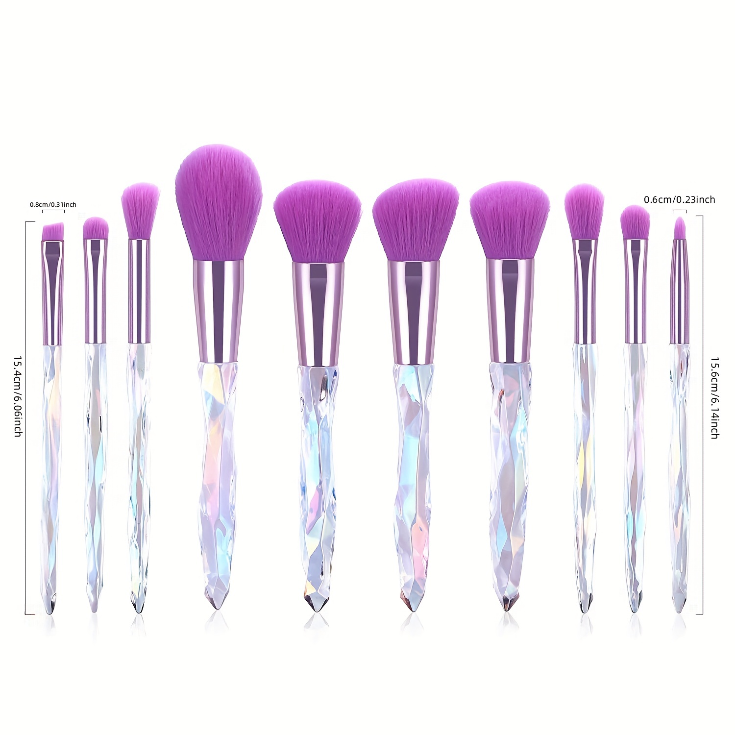 Crystal Acrylic Handle Makeup Brush Set Beauty Tools Eye - Temu