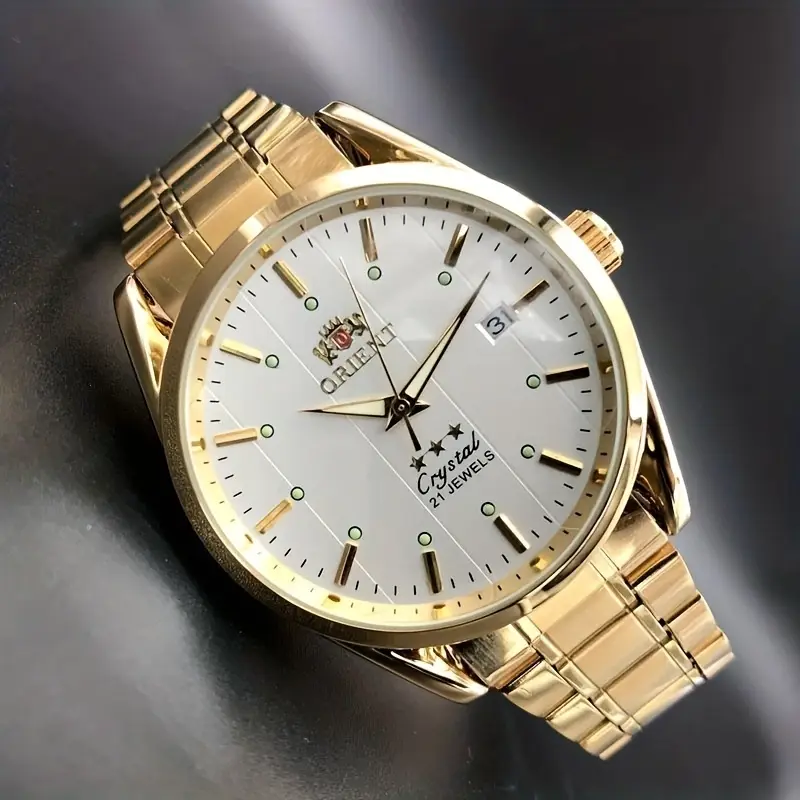 Reloj Mecánico Automático Para Hombre Con Correa De Acero Reloj Dorado