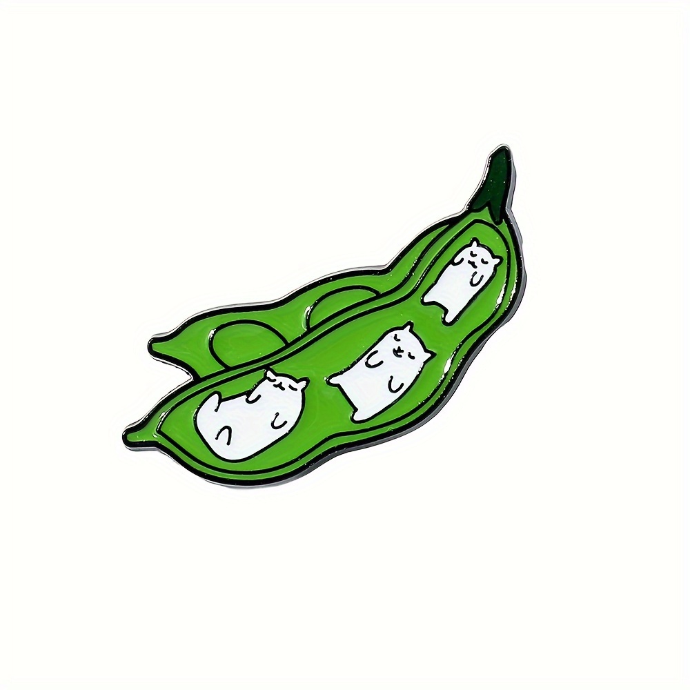 Cute Plant Cat Brooch For Men, Green Pea Animal Enamel Pin, Metal Badge ...