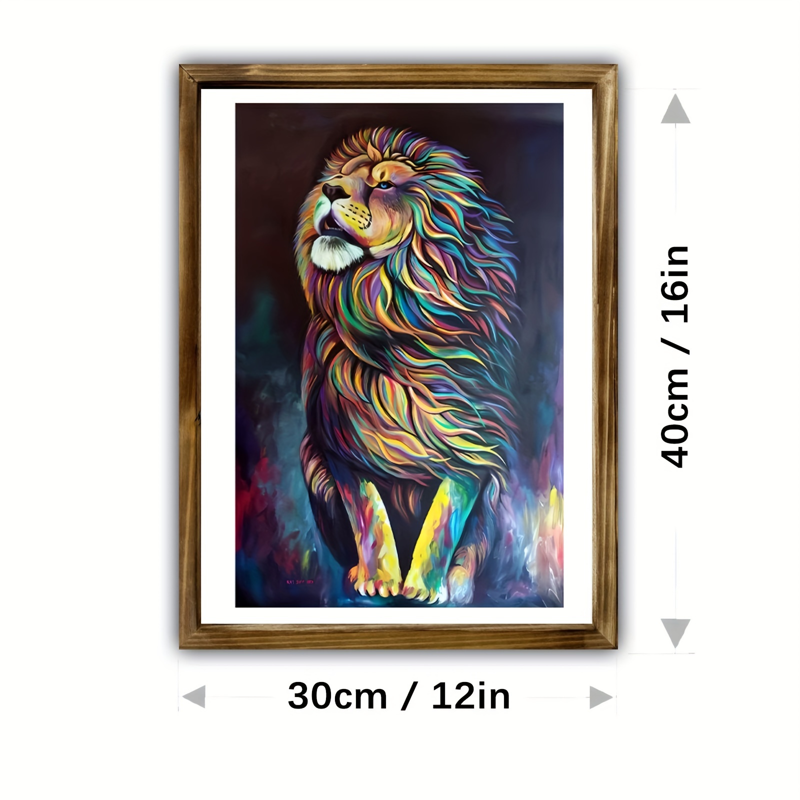Lion Wooden Painting Majesty King Jungle Wooden Frame Frame - Temu Canada