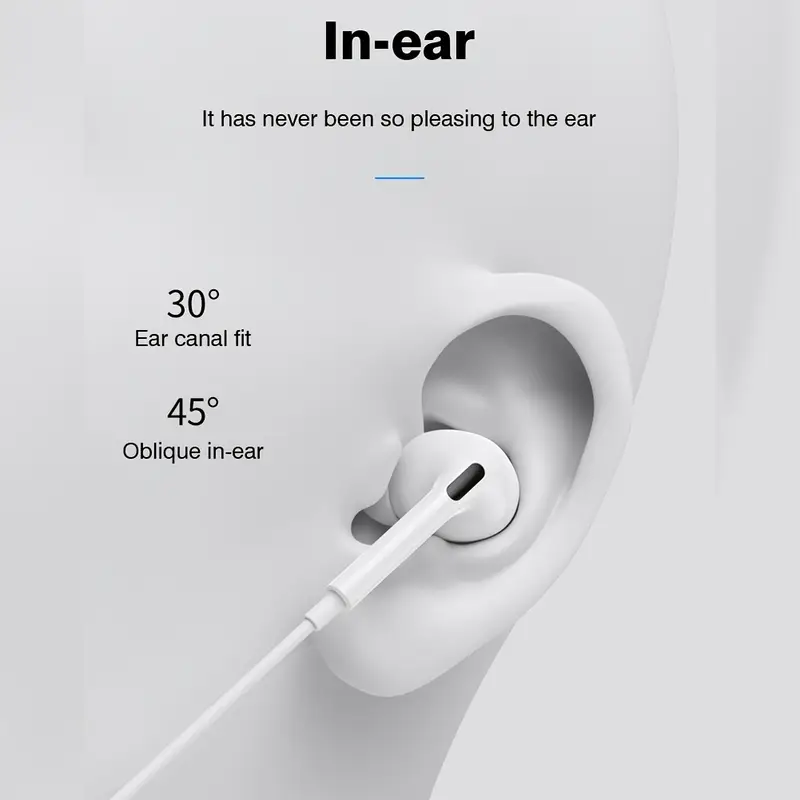 유선 이어버드 마이크가 있는 Iphone 이어버드용 C형 이어폰 인이어 통화 컨트롤러 소음 차단 음악 및 볼륨을 제어하는