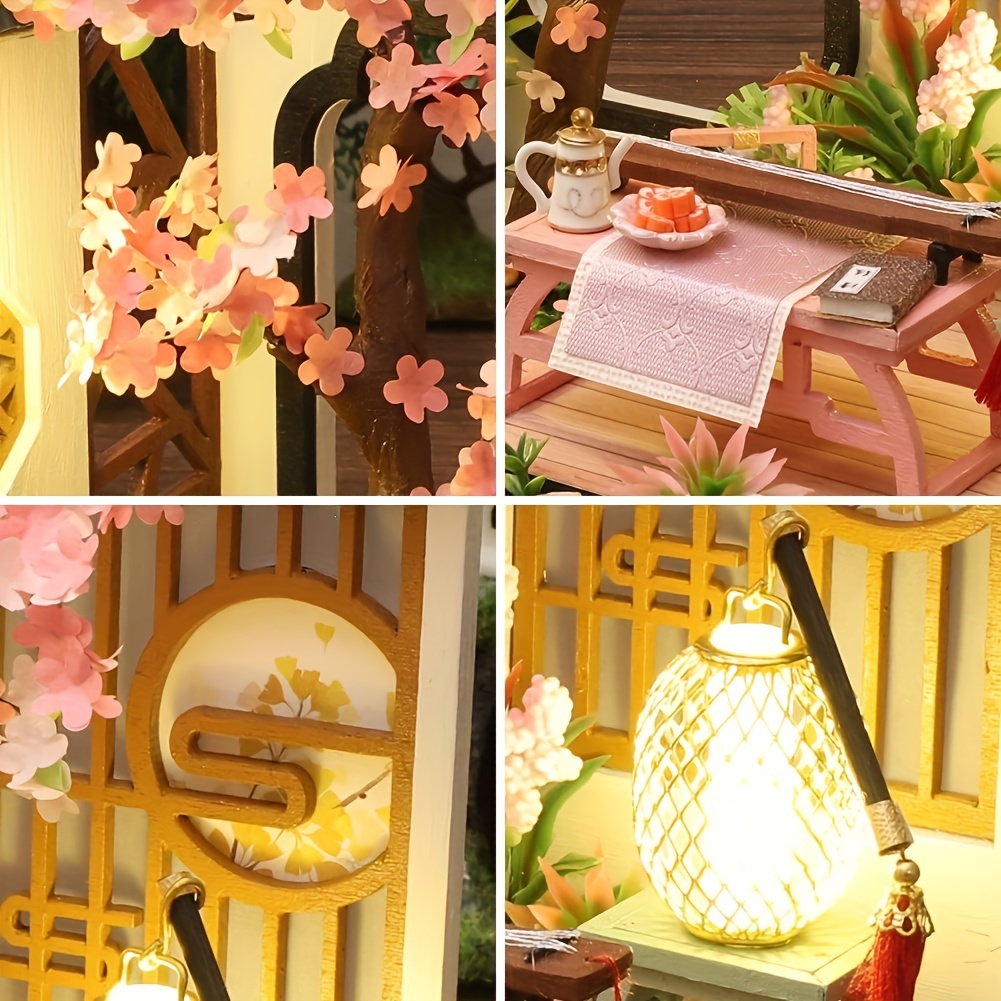 Dollhouses Diy Miniature Kit With Furniture And Led Lights - Temu