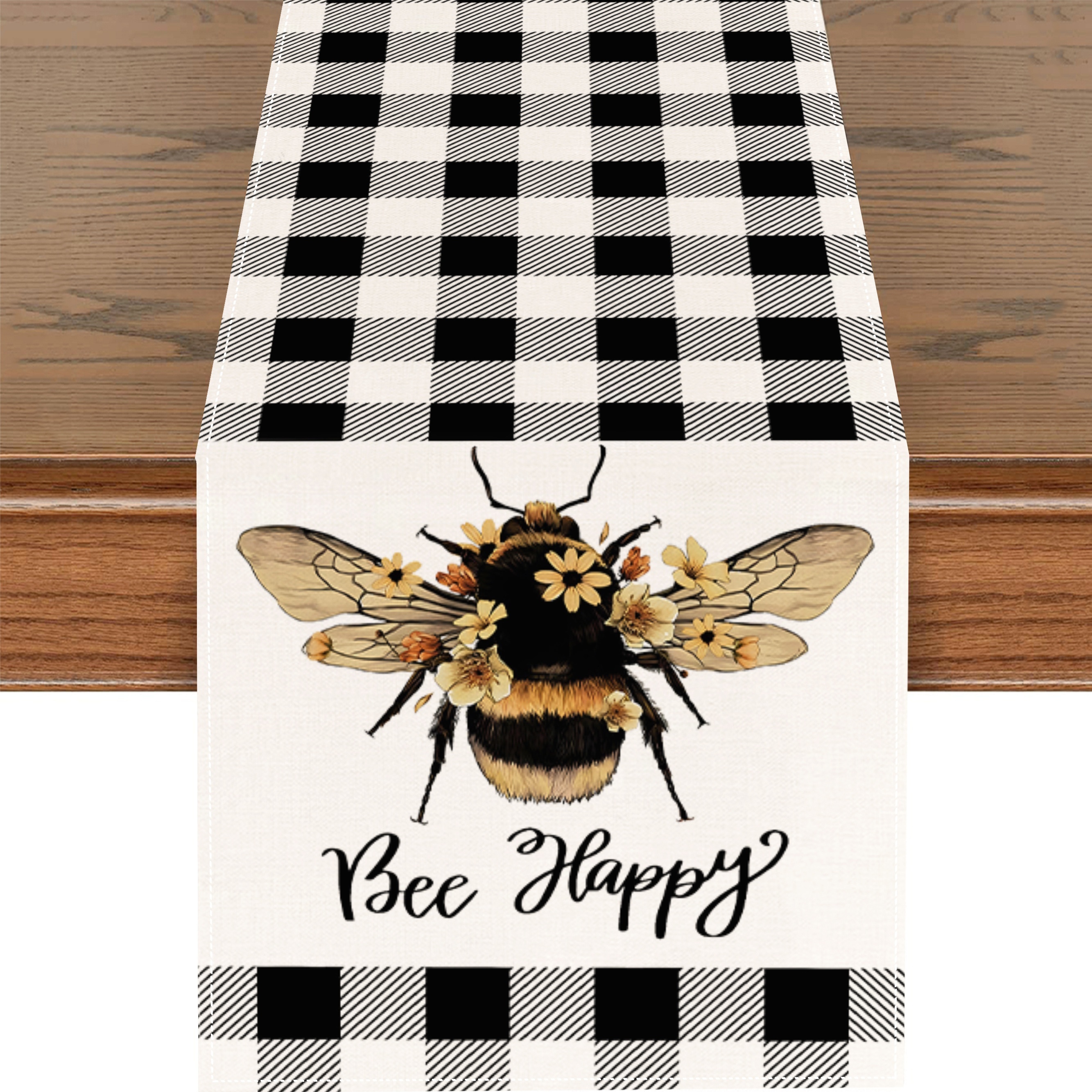 table runner spring theme seasonal bee pattern - Temu Canada