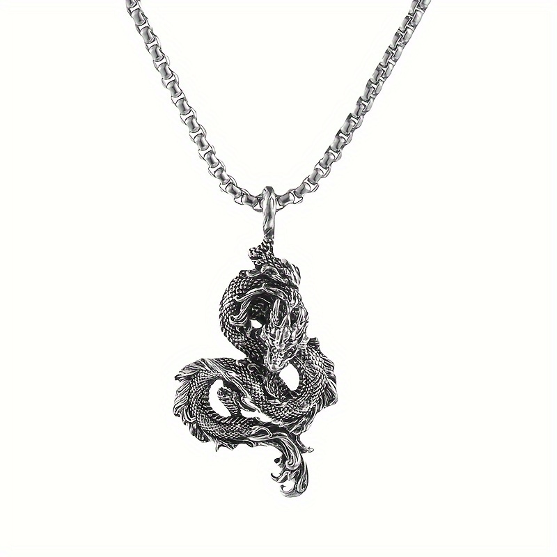 National Tide Wind Domineering Chinese Dragon Necklace Retro - Temu ...