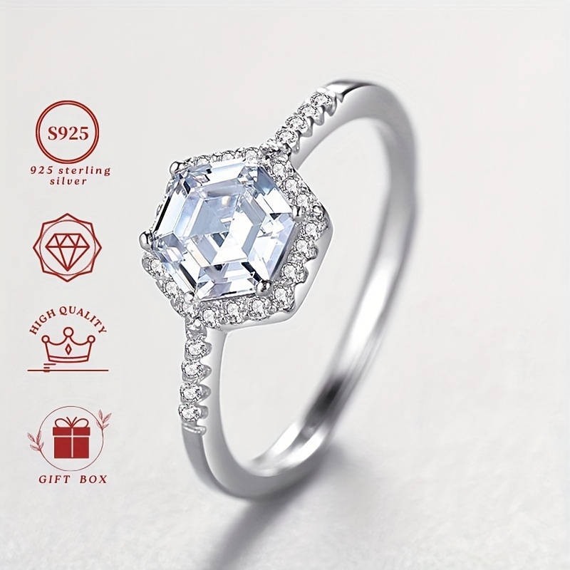 1 Carat S925 Silvery Fashionable Personality Simple Style - Temu United Kingdom
