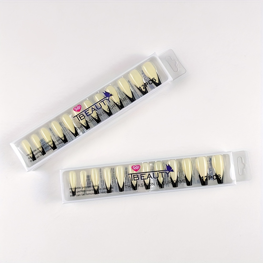 French Press Nails Medium Length Stiletto False Nails Glossy - Temu ...