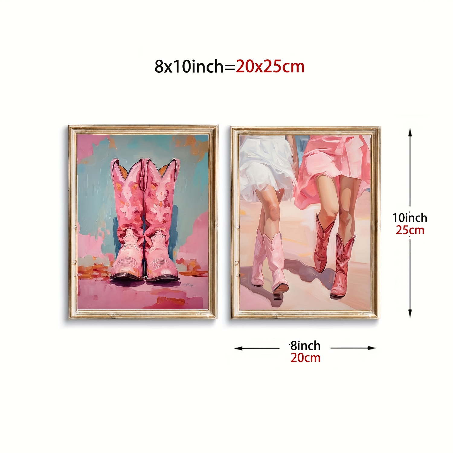 Poster 2 Stivali Cowgirl Rosa Stampe Tela Retrò Funky - Temu Italy