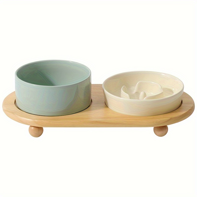 Adjustable Ceramic Cat Double Bowls With Spherical Stand - Temu Canada
