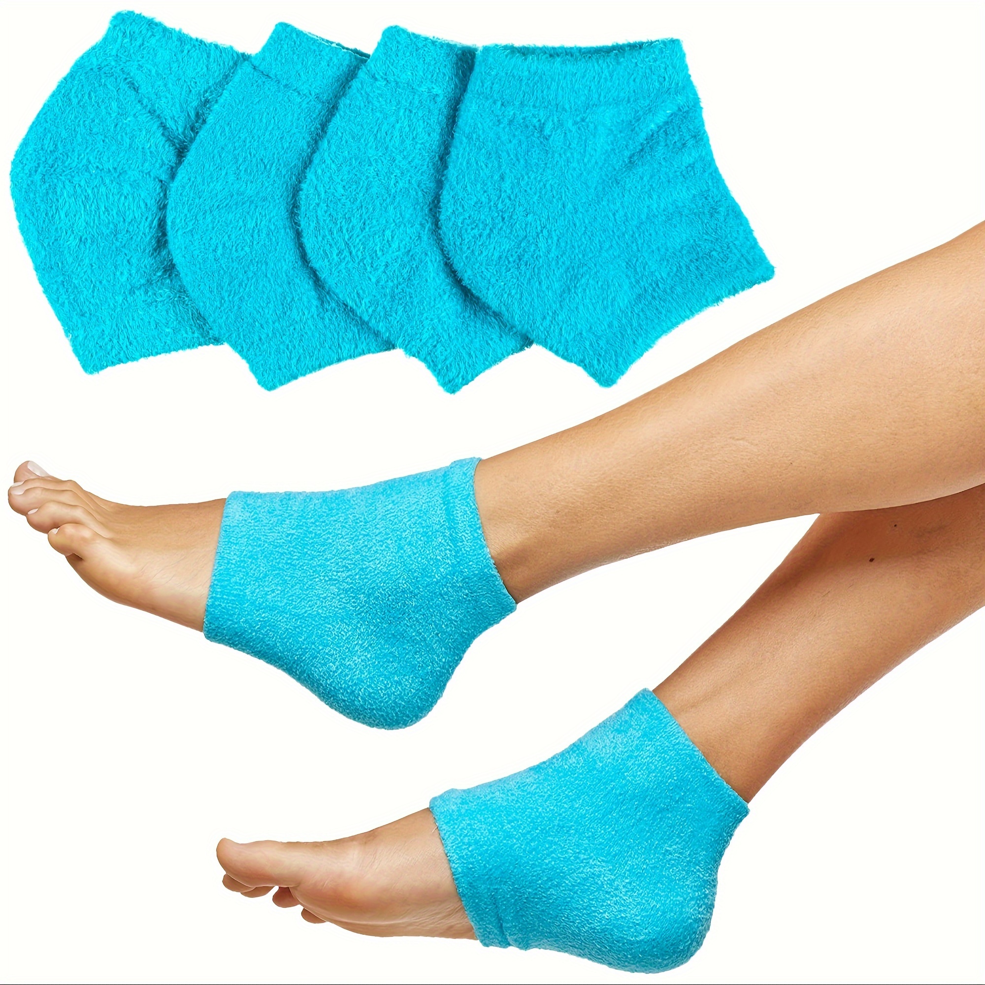 Moisturizing Heel Socks With Toeless Gel Lined Fuzzy Toeless Spa Socks ...