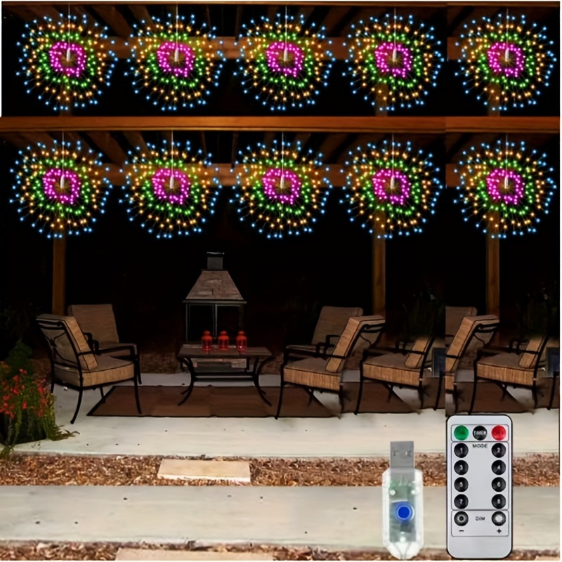 Two layer Led Lamp Bead Hanging Fireworks Light Usb Control - Temu Portugal