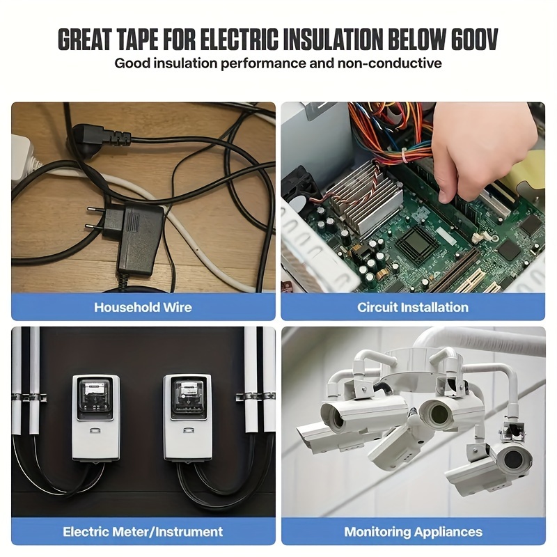 2個の電気テープ 屋内外用の難燃性高温電気テープ 耐火性電気テープ 高温 高接着性 防水 最大の断熱拡大 Temu Japan