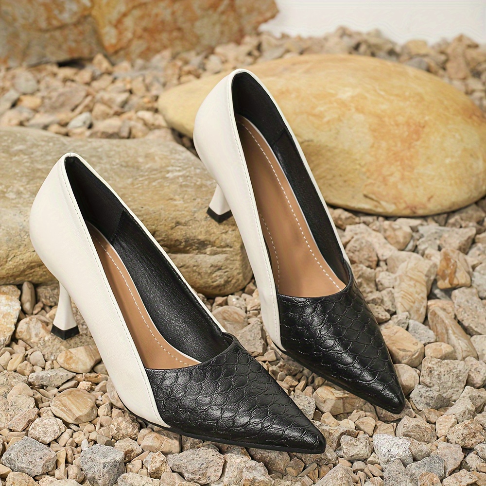 Women's Contrast Color Stiletto Heels Elegant Point Toe - Temu United ...