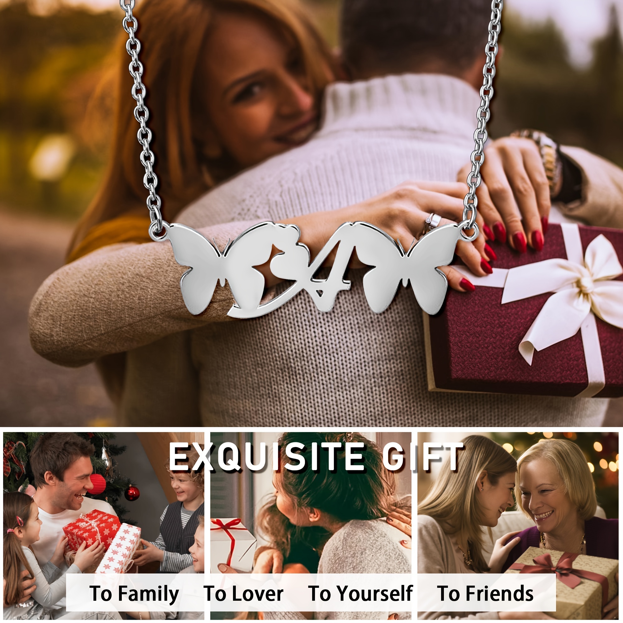 Personalized Stainless Steel Double Butterfly Pendant - Temu Canada