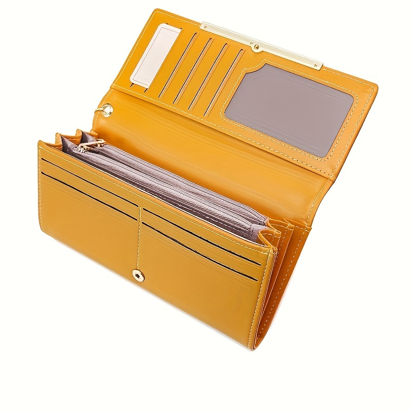 Stylish Long Bifold Wallet Casual Metal Decor Coin Purse - Temu