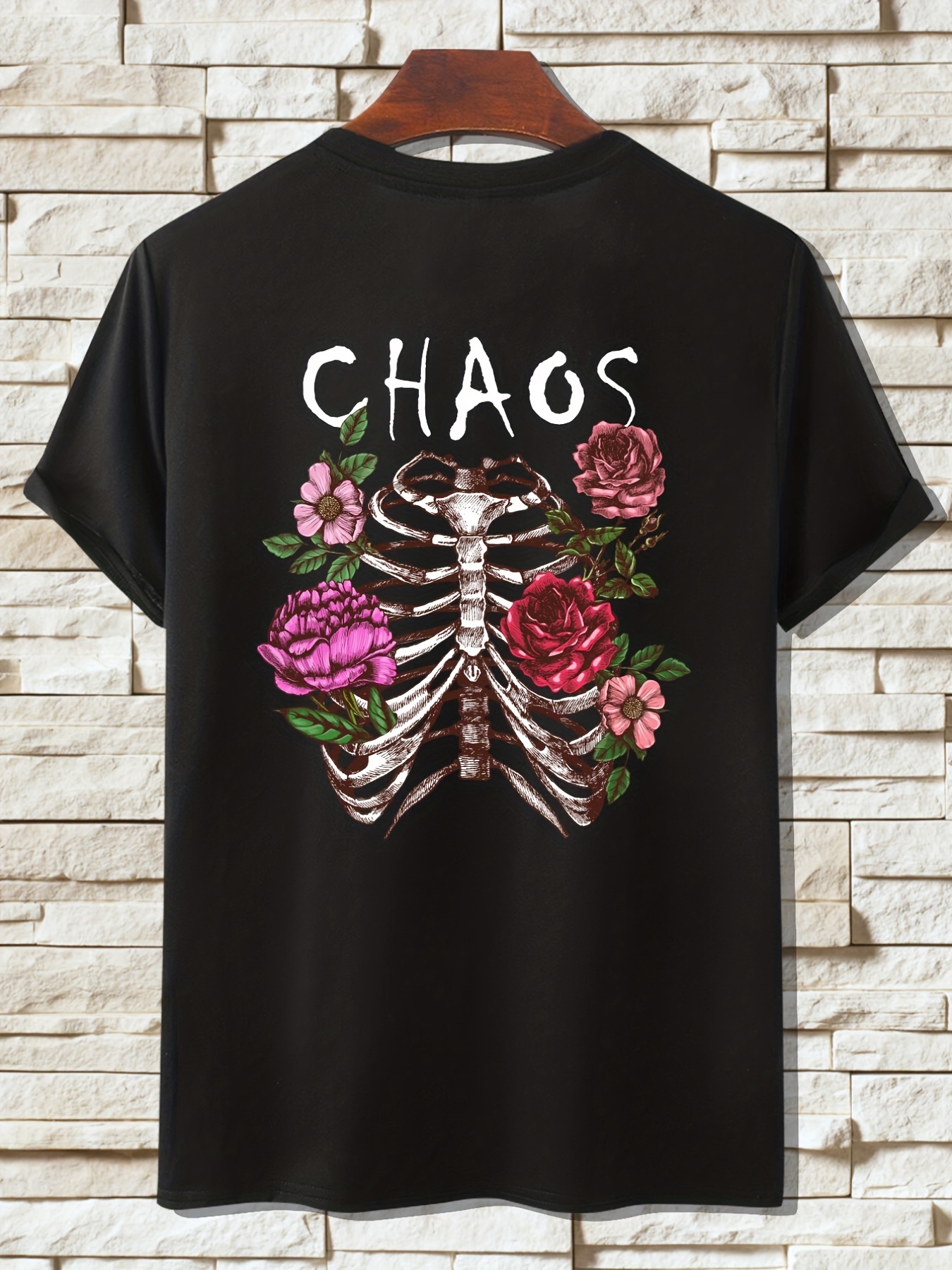 Skeleton Floral Pattern T shirt Men's Casual Street Style - Temu Norway