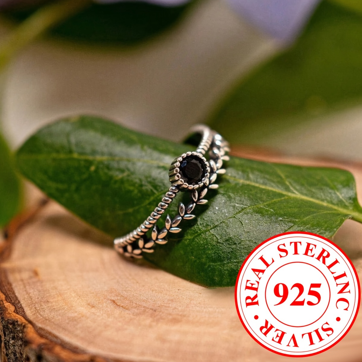 925 Sterling Silver Ring Retro Double Layer Design Inlaid - Temu United Kingdom