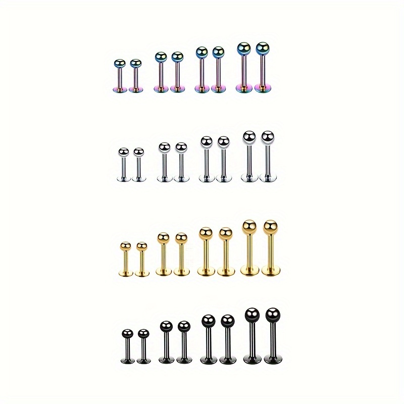 Stainless Steel Lip Tongue Nose Studs, Earrings, Body Piercing Jewelry ...