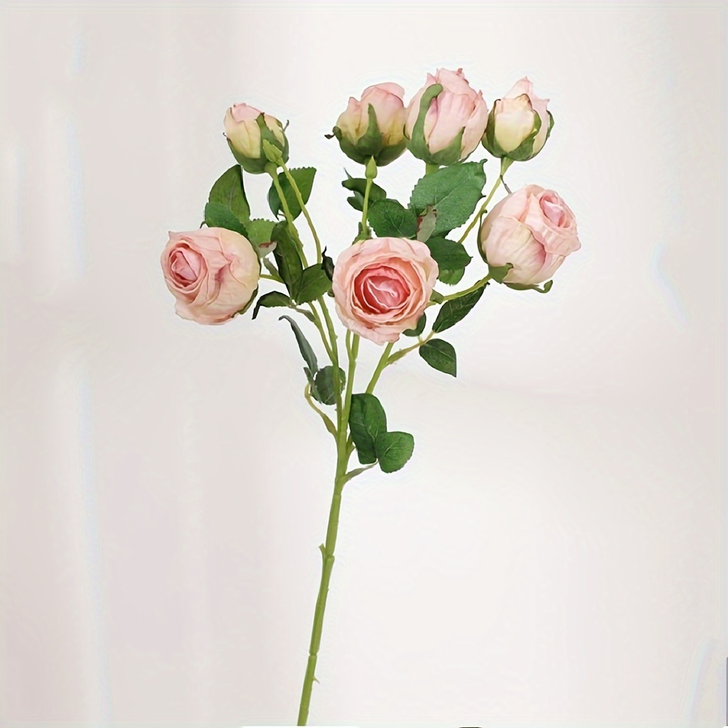 1pc 7heads Artificial Rose Flowers Simulation Burnt Edge Rose With Stem ...