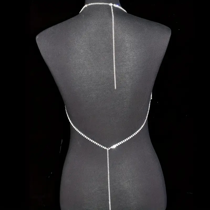 Sexy Rhinestone Tassel Pendant Crop Bra Chest Chain Bling Temu United