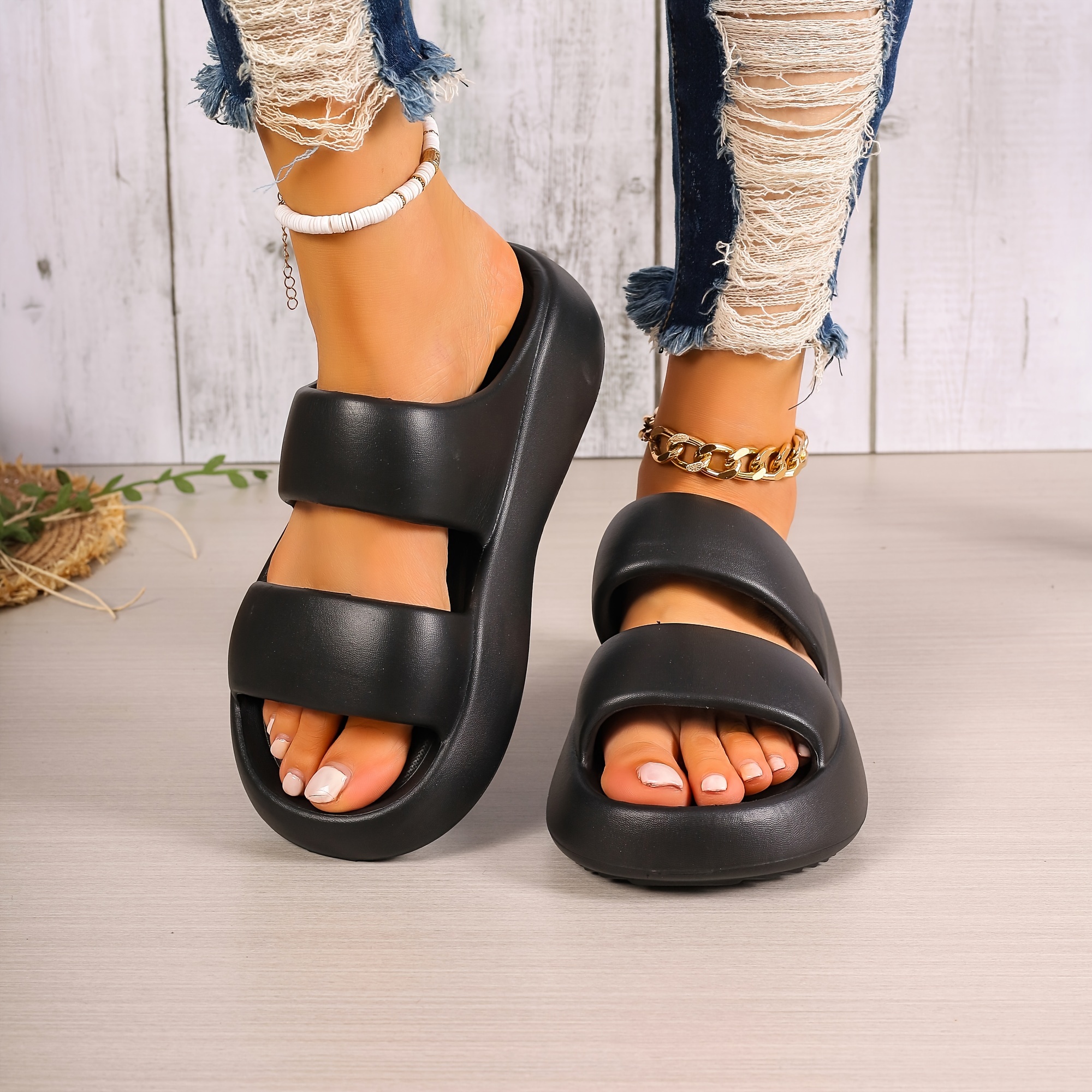 Solid Color Minimalist Slides Women s Soft Sole Platform - Temu Australia