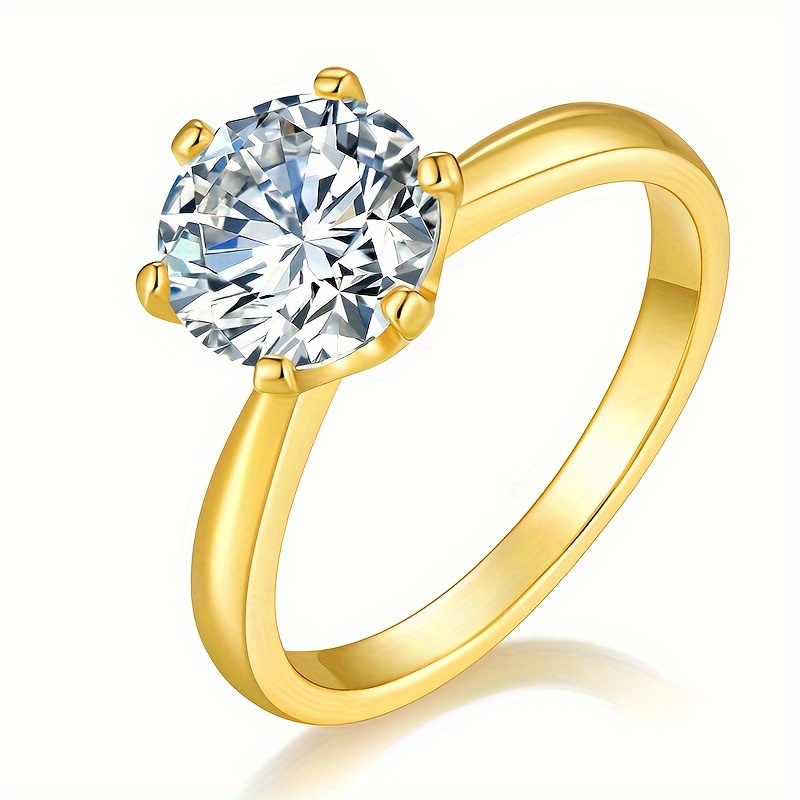 Moissanite Ring 925 Sterling Silver Ring 18k Gold Plated - Temu United ...