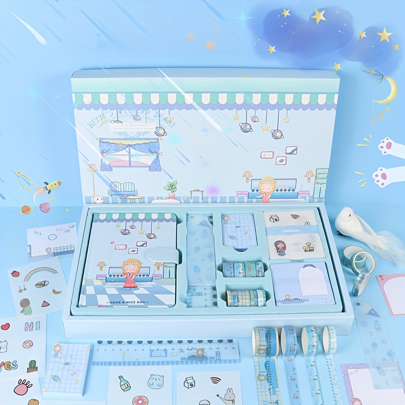 Cute Wind Hand Account Book Set Cartoon Sticker School - Temu Canada