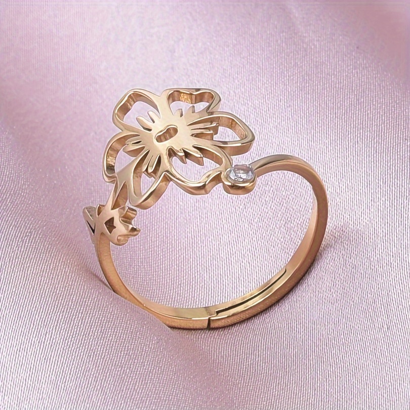 Chic Bague Design Fleur Dorée Chaque Fleur Représente Mois - Temu France