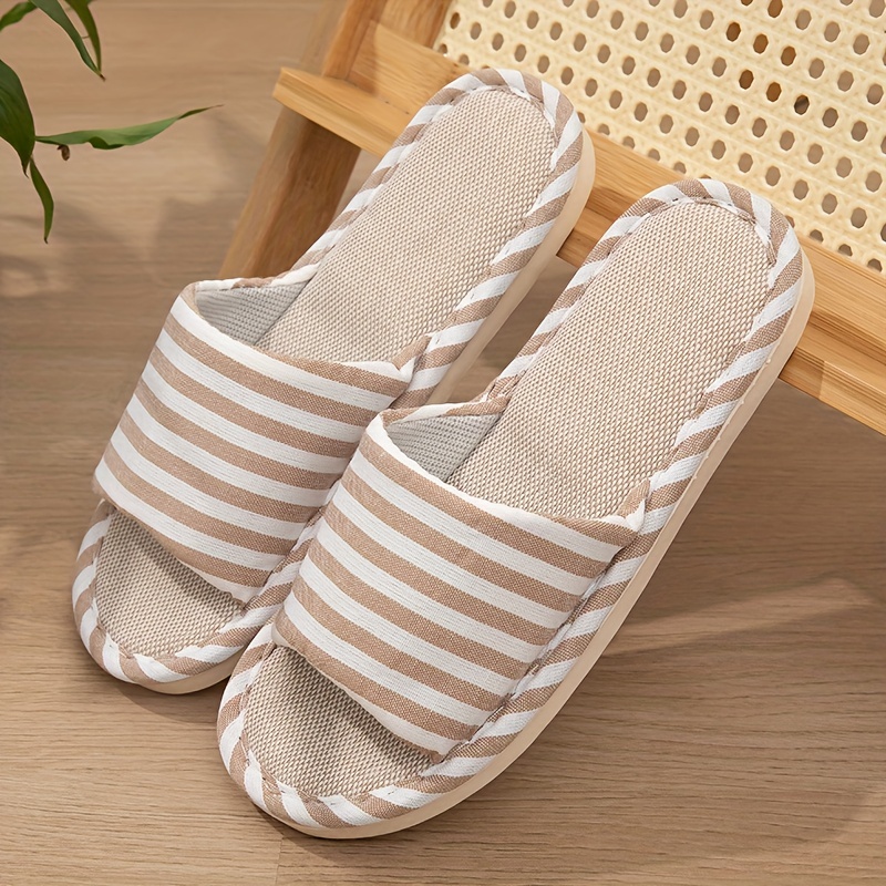 Striped Lined Slippers Minimalist Open Toe Breathable Flat - Temu Australia