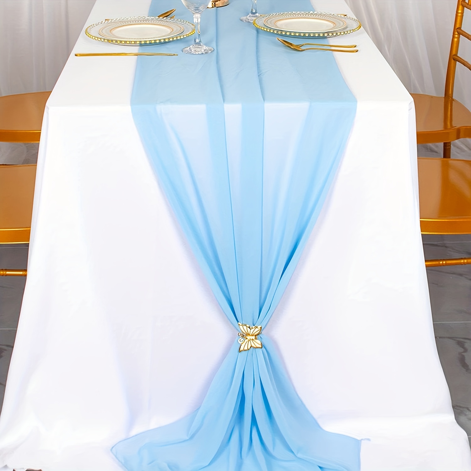 Chiffon Table Runners Boho Table Decor Baby Blue Long Sheer - Temu ...