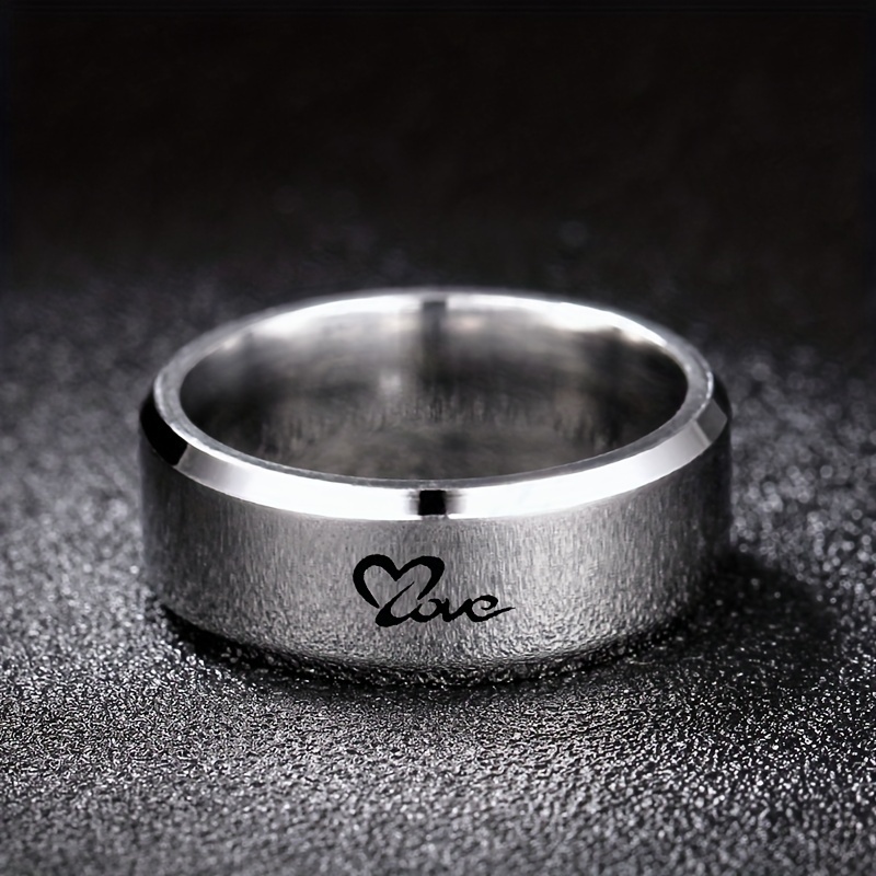 Men's Black Love Wedding Ring Stainless Steel Ring Daily - Temu United ...