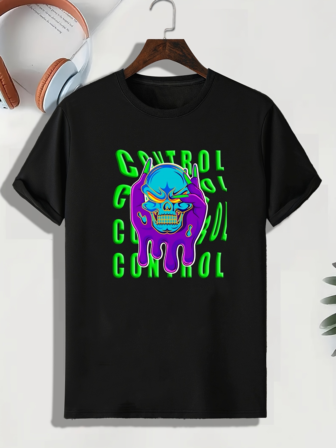 Skull Pattern Tシャツ メンズカジュアルストリートスタイルストレッチ ティーシャツ 夏用 Temu Japan