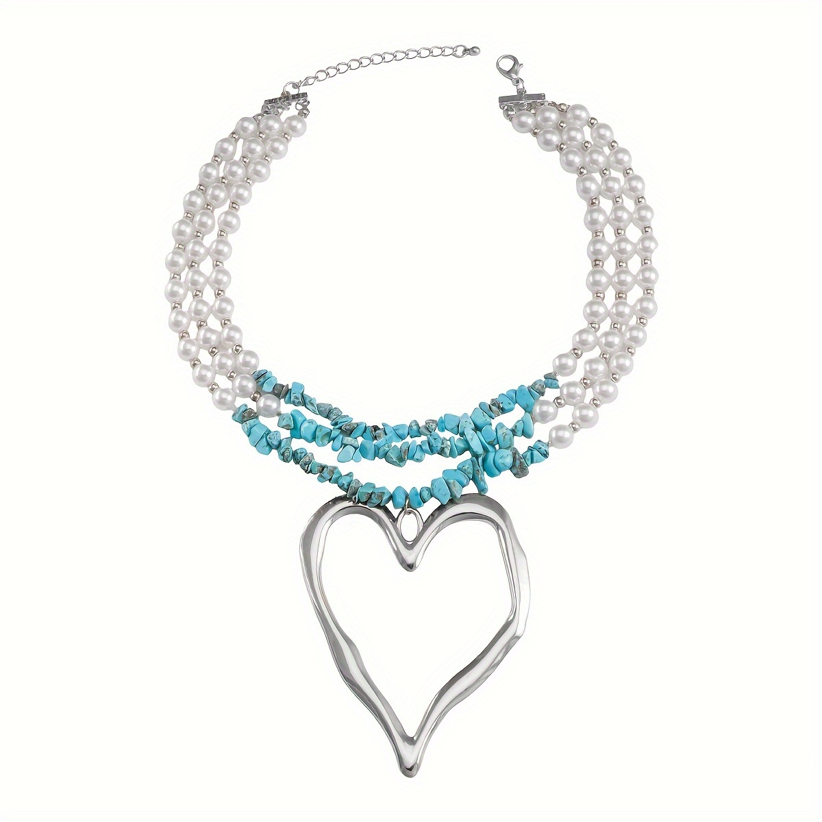 Multi layer Exaggerated Hollow Heart Design Faux Pearl - Temu United ...