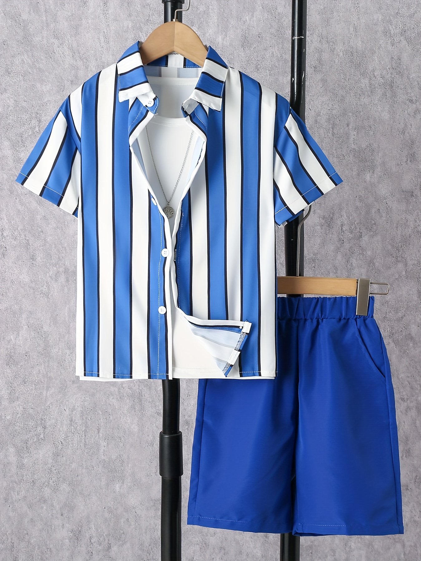 Conjunto Informal Rayas Niños Camisa Manga Corta Pantalones Temu Mexico