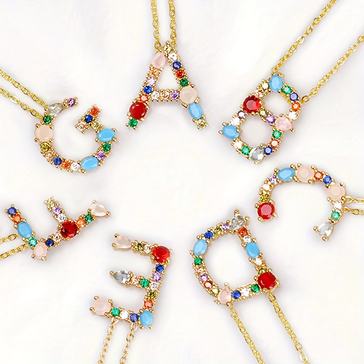 Colorful Zircon 26 English Letters Pendant Necklace Suitable - Temu ...