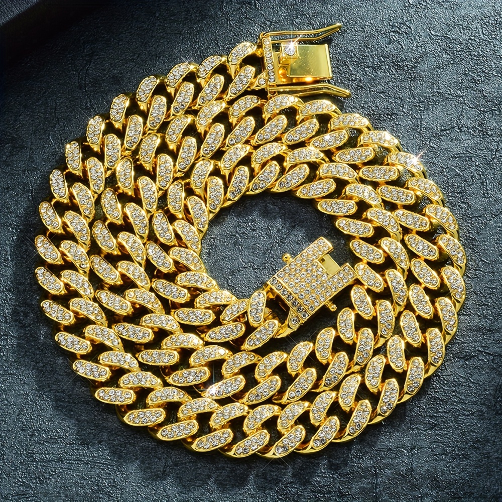 Classic Solid Cuban Link Chain Golden Hip Hop Necklace - Temu Ireland