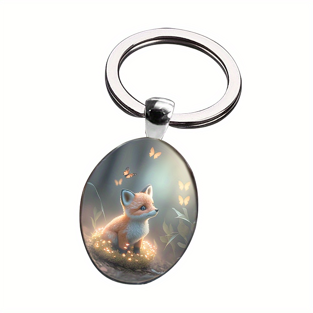 Cute Fox Baby Transparent Oval Key Ring For Men Perfect For Family ...